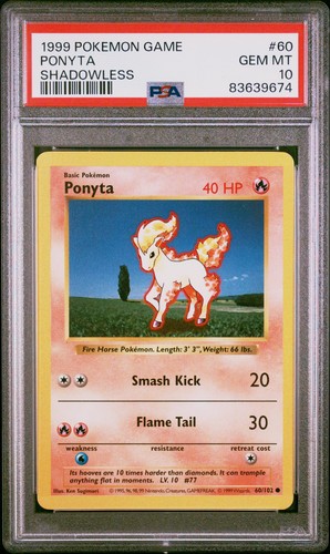 1999 POKEMON BASE SET SHADOWLESS #60 PONYTA PSA 10 | eBay