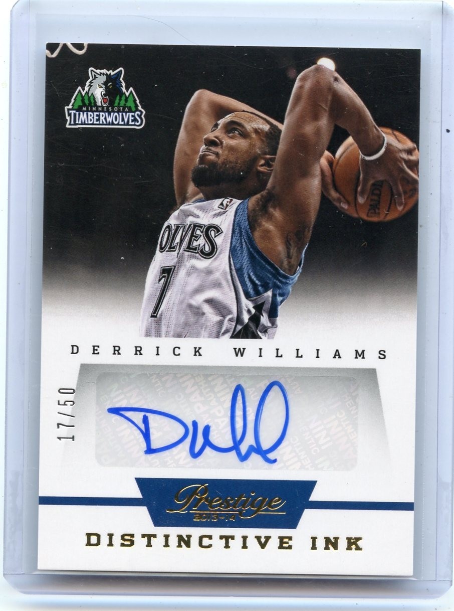 2013-14 PRESTIGE #1 DERRICK WILLIAMS AUTOGRAPH SP #17/50, MINNESOTA ...