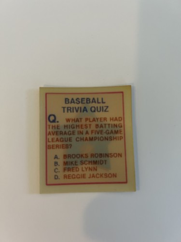 1986 Sportflics #33 Baseball Trivia Quiz Trivia Cards | eBay