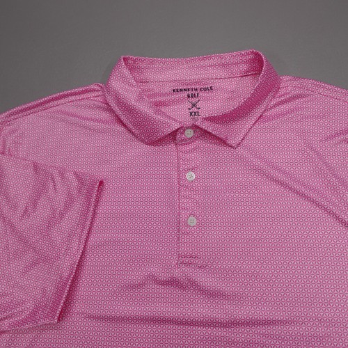 Kenneth Cole Golf Polo Shirt Geometric Pink Flower Wicking UPF Stretch ...