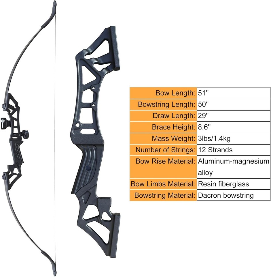 40lbs BowFishing Combo Archery Recurve Bow Arrow Bottle Fishing Reel ...