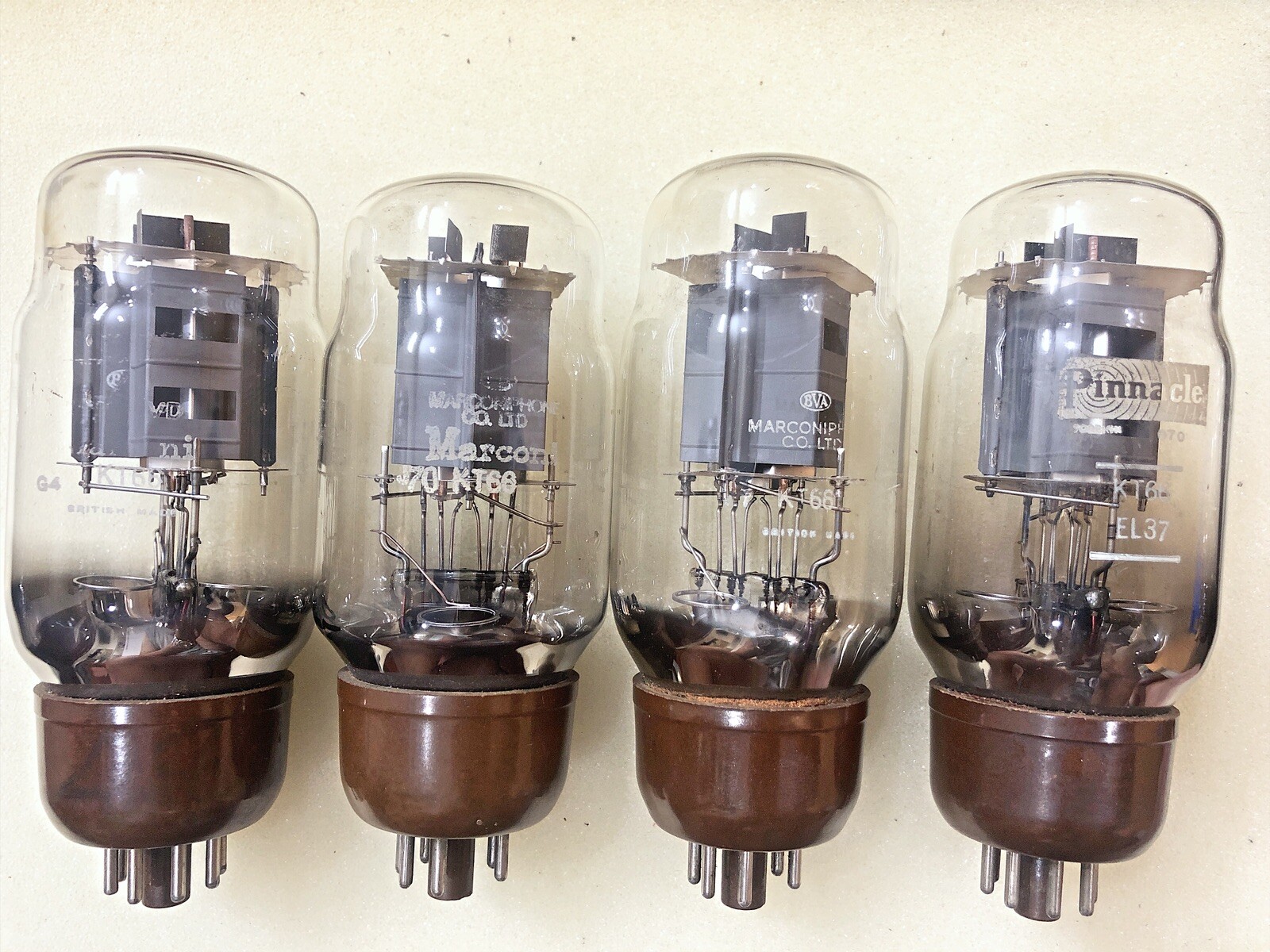 GEC Marconi KT66 6L6 Clear Glass Brown Base Grey Plate OO Getter ...