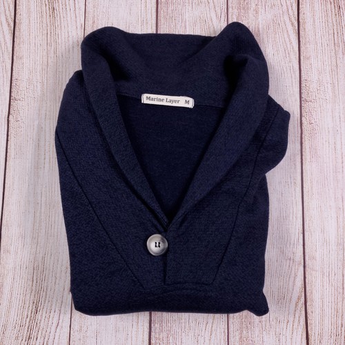 Marine Layer Navy Blue Shawl Collar Mens Size M Long Sleeve Pullover | eBay