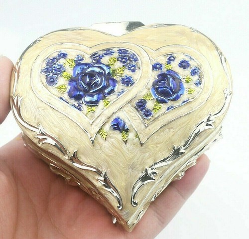 WHITE TIN ALLOY HEART MUSIC BOX : HUMORESQUE | eBay