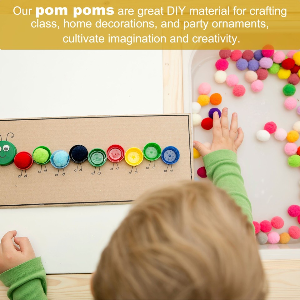 0.6inch Pom Poms for Crafts, 500pcs Small Pompoms Fuzzy Puff Balls ...