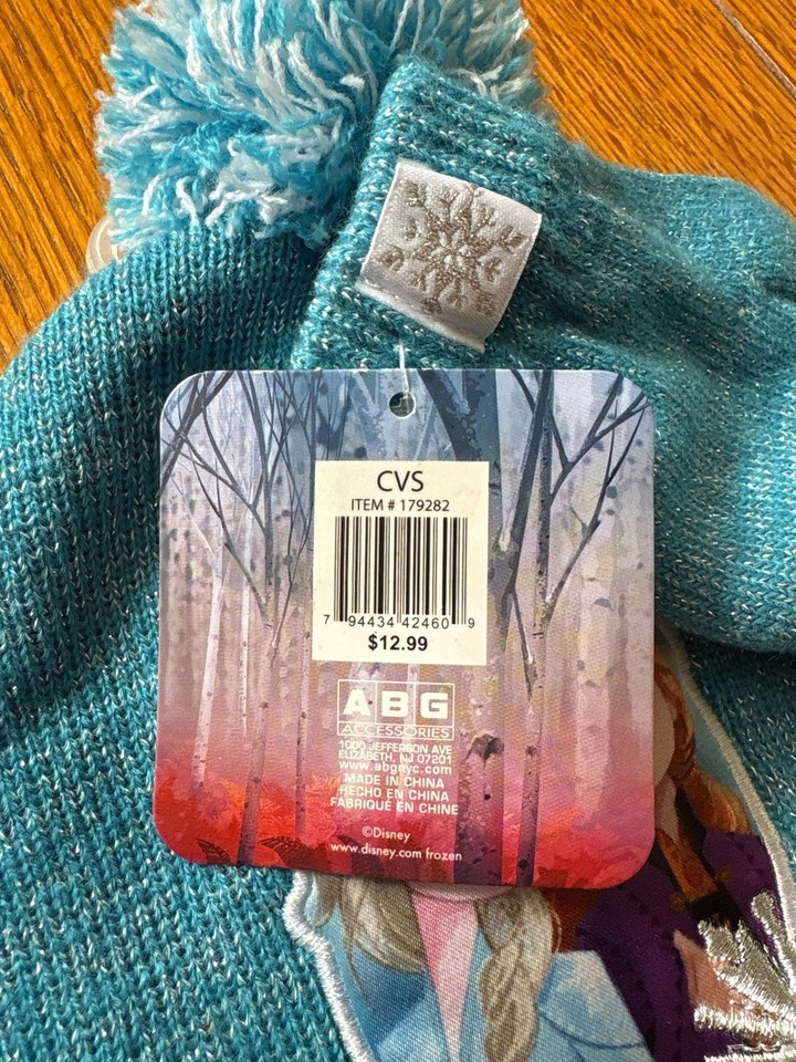 Disney Frozen II Kids Winter Hat & Mittens Set Elsa & Anna Design Teal ...