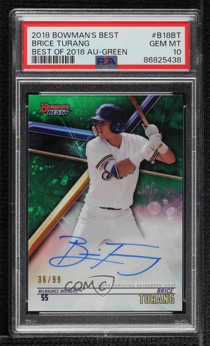 2018 Bowman's Best of Green Refractor /99 Brice Turang PSA 10 GEM MT Auto | eBay
