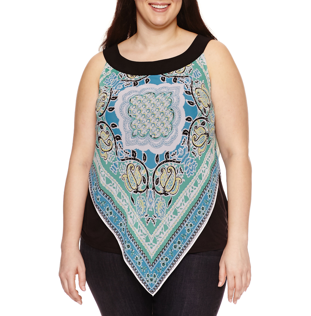Alyx Sleeveless Woven Overlay Tank Top Plus Size 0X (14), 1X Msrp $48. ...