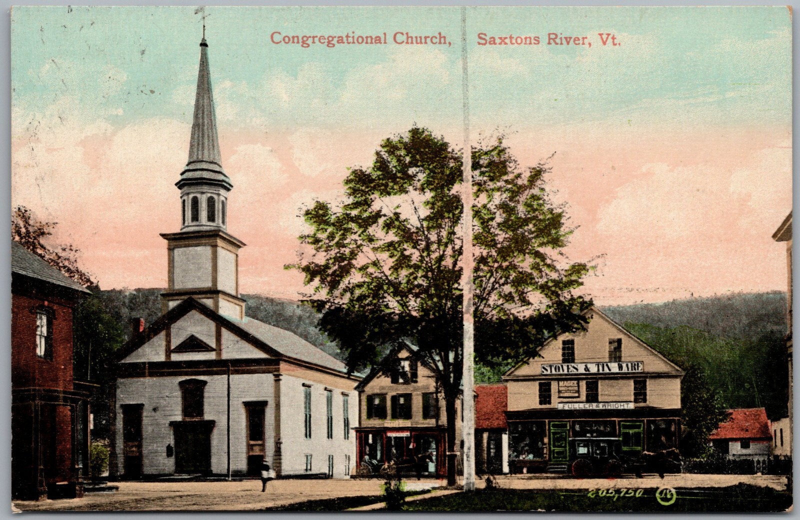Congregational Church Saxtons River Vermont 1910 Storefronts Postcard ...