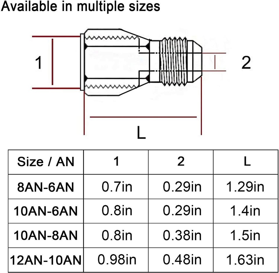 2Pcs 8AN Female to 6AN Male Flare Reducer Fitting Fuel Cell Bulkhead ...