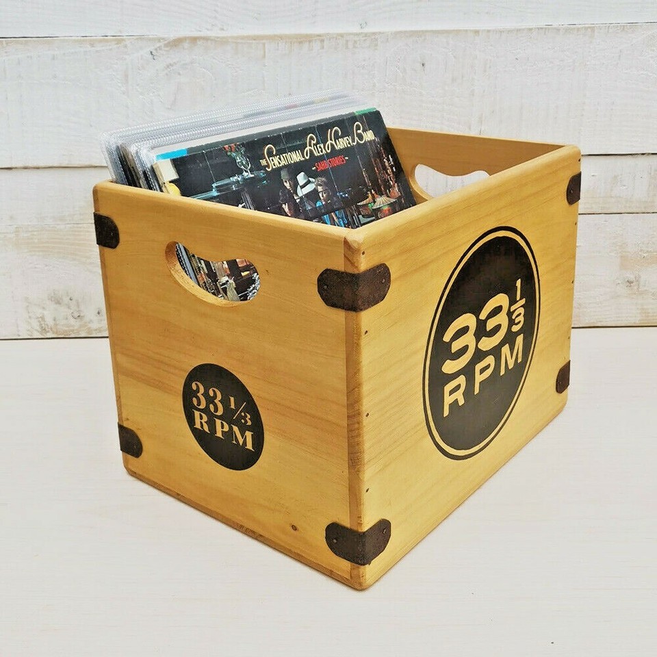 Retro Record Box 12" Vintage Wooden Handcrafted Album Crate For LP ...