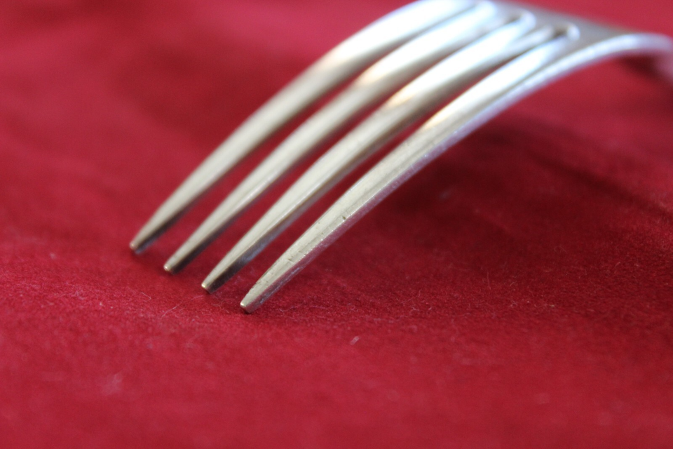 Rose Point by Wallace Sterling Silver Dinner Fork 7" in. (1934) ~47GR ...