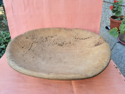 ANTIQUE PRIMITIVE WOODEN DOUGH BOWL BREAD TROUGH RUSTIC FARMHOUSE ...