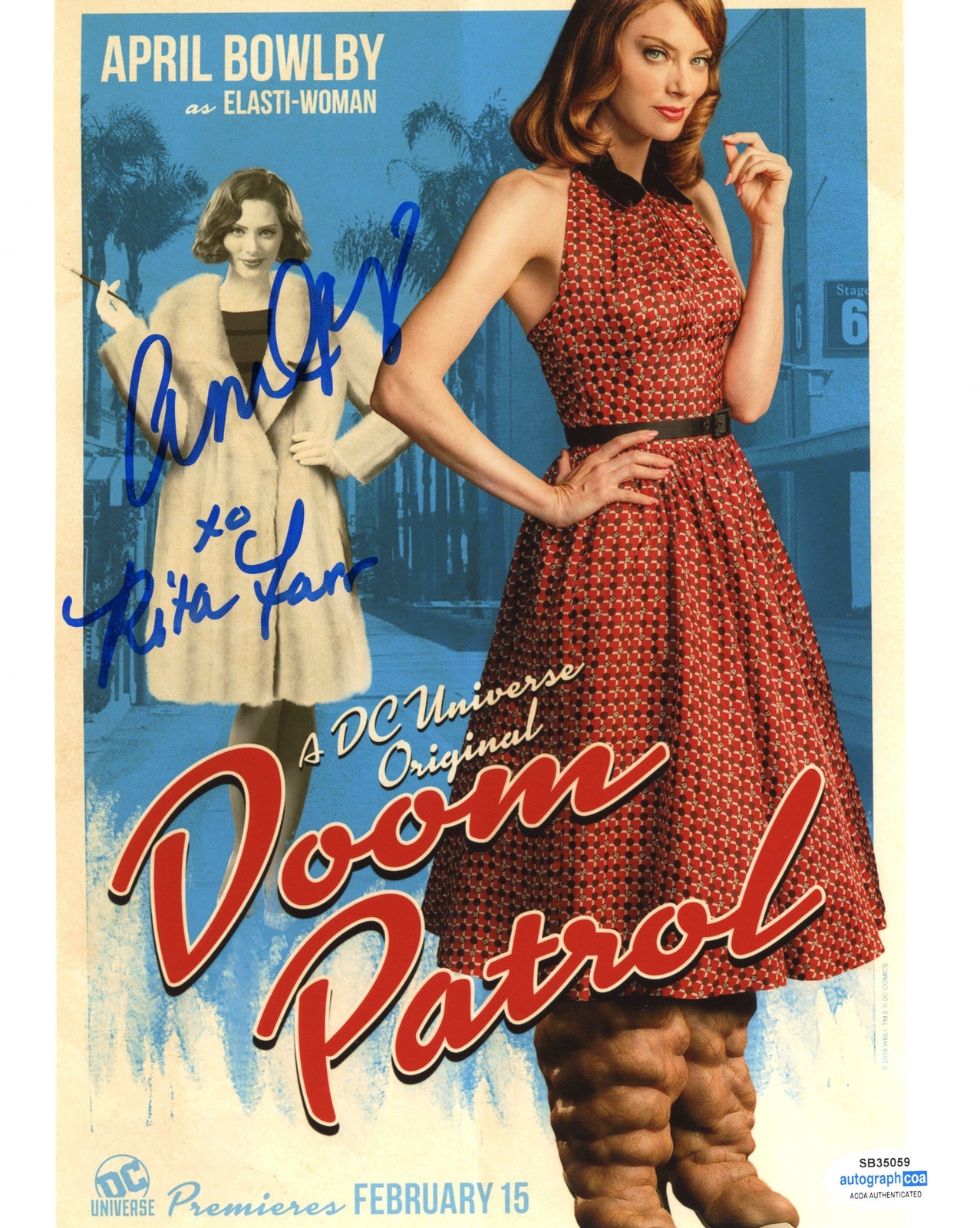 April Bowlby "Doom Patrol" AUTOGRAPH Signed 'Rita Farr' 8x10 Photo B ...
