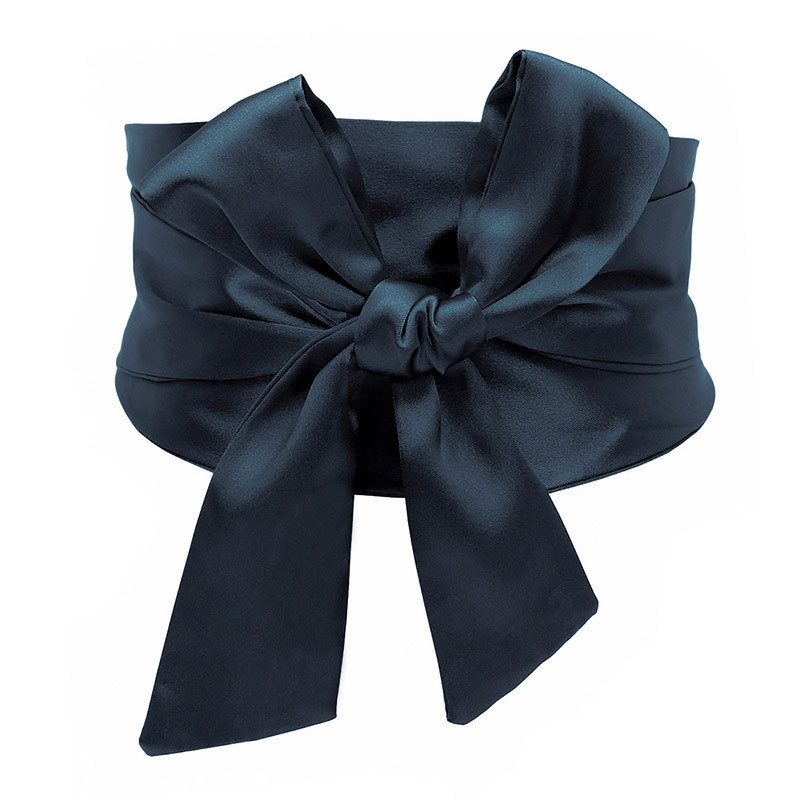 Women Waistband Satin Bowknot High Waist Corset Belt Wide Sash Ribbon ...