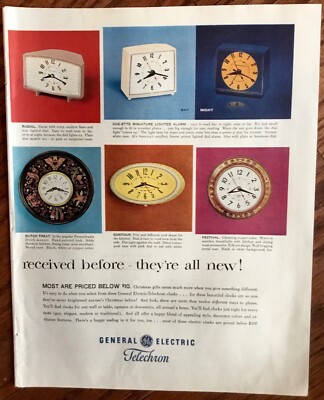 GE Telechron clocks ad 1959 orignal vintage print 50s art retro General ...