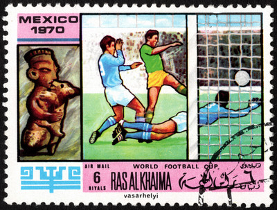 Ras Al Khaima 6r Mexico 1970 Airmail Soccer Issue Used F-VF Nice Stamp ...