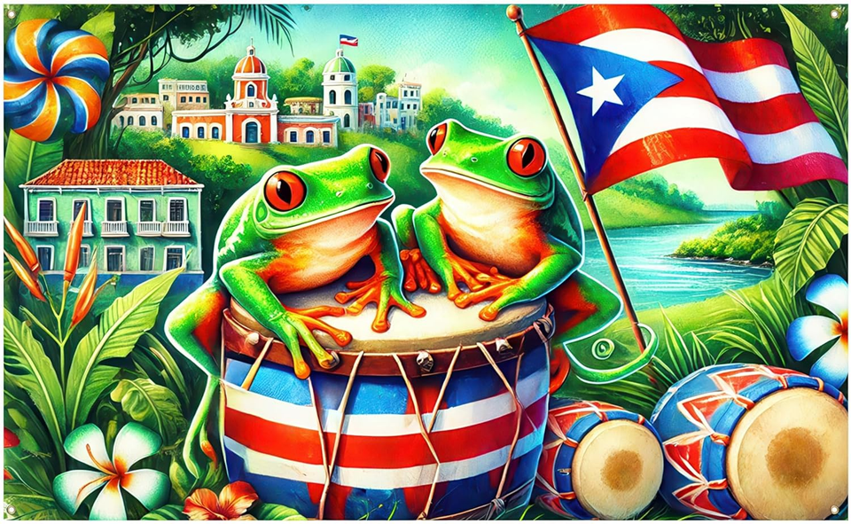 Puerto Rico Coqui Frog Banner Backdrop Party Decor Party Photography ...