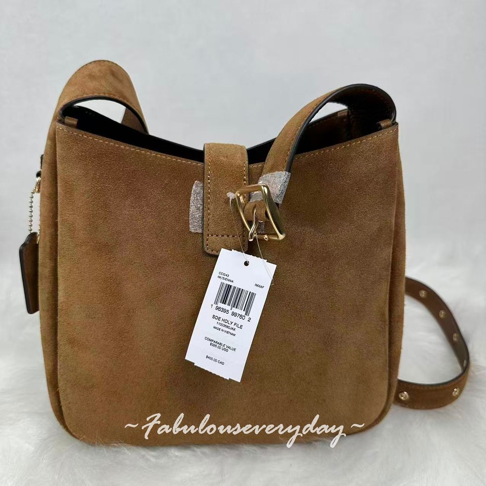 Coach Hadley Convertible Shoulder/Crossbody Bag In Suede/Gold/Sienna ...