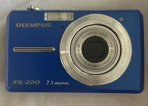Olympus FE-220 7.1 MP Blue Digital Camera - Working, Used, w/ Battery & Charger | eBay