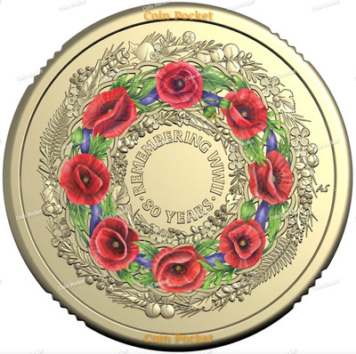 Remembering WWII 80 Years Wreath Remembrance Red Poppy Two Dollar $2 ...
