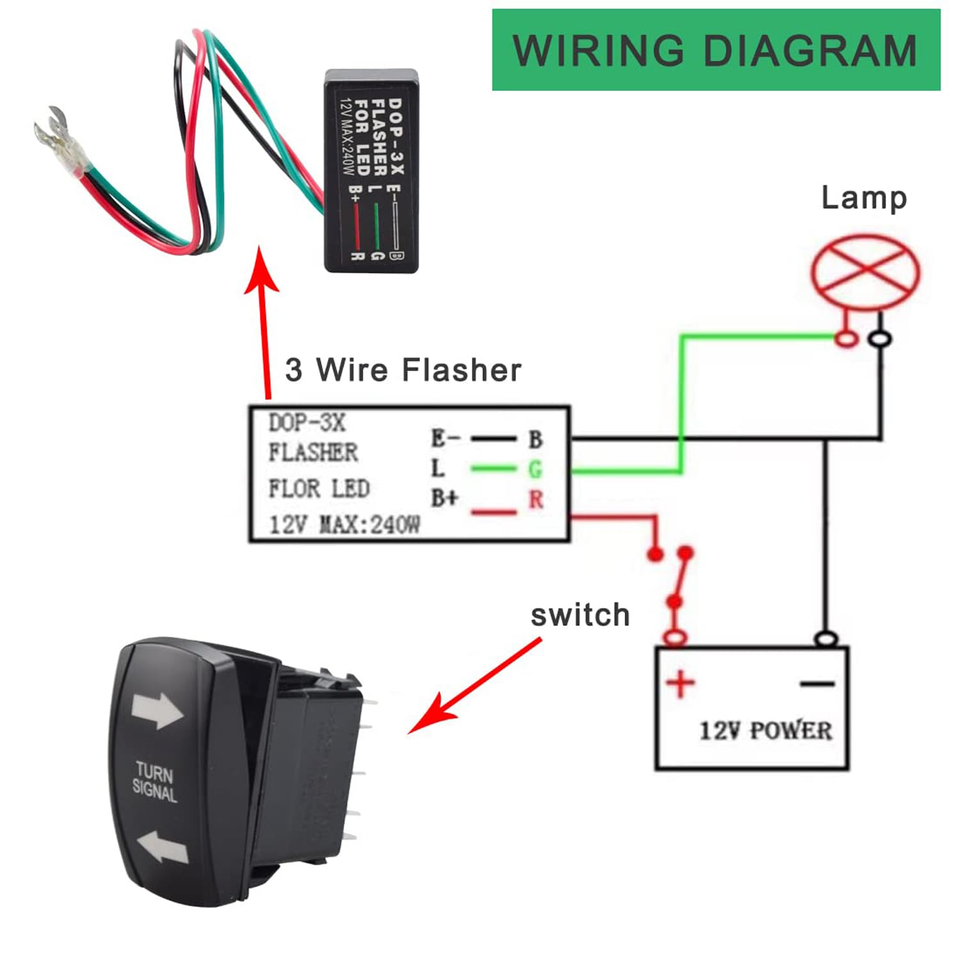 Kit Relè Indicatori Di Direzione Con Interruttori a Bilanciere ON/OFF a ...
