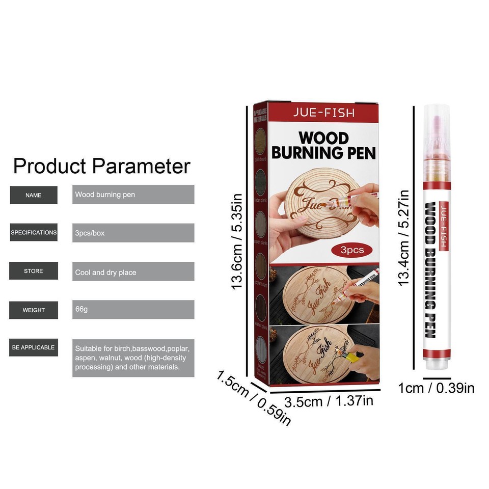 3pcs Professional Wood Burning Pyrography Pen Tool Craft Set Soldering ...