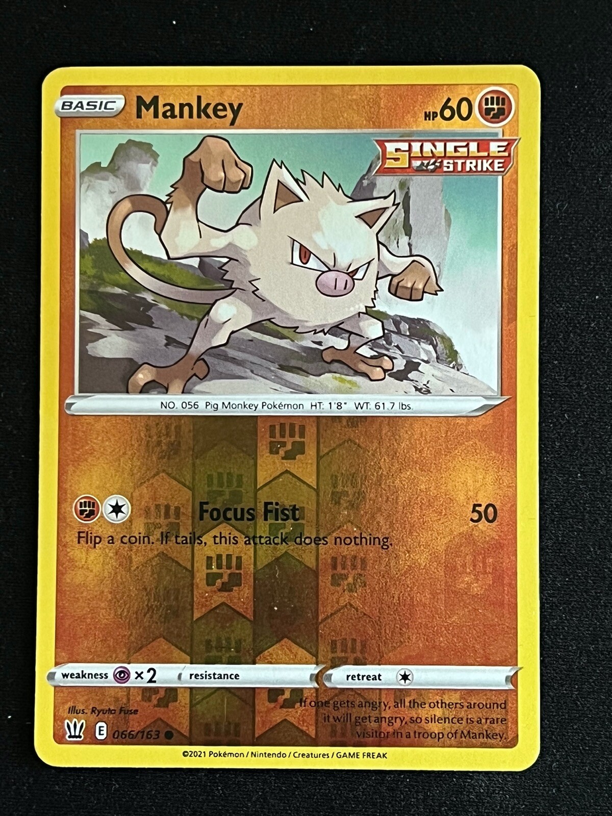 Pokemon TCG Card Battle Styles Mankey 066/163 Reverse Holo Single ...