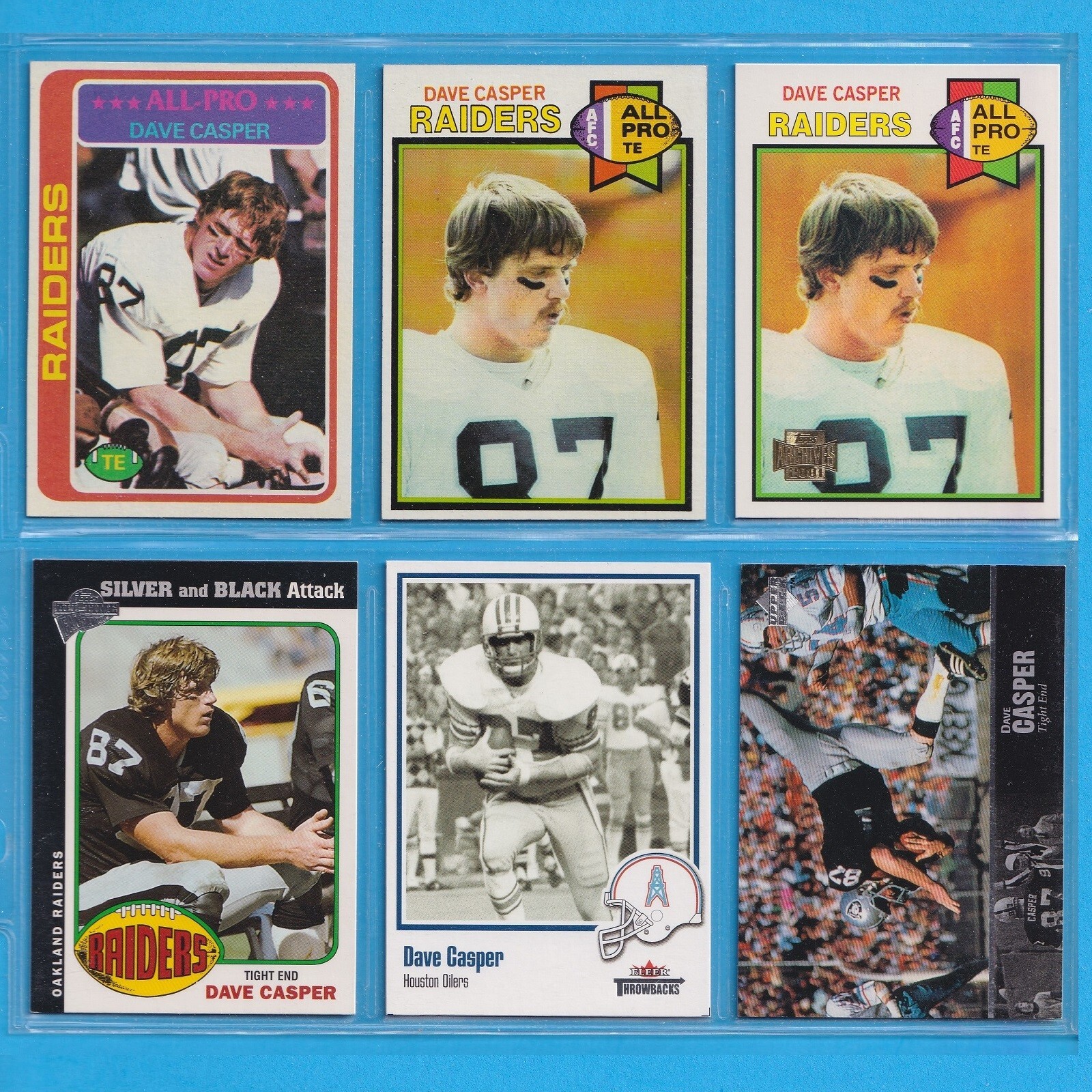 Dave Casper Lot (6 cards) 1978 1979 Topps Archives+ Oakland Raiders ...
