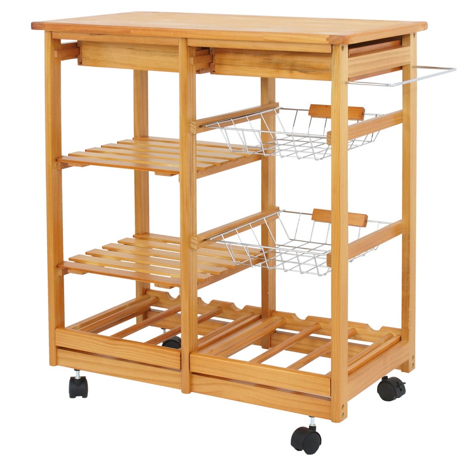 Multi-Function Rolling Kitchen Storage Cart Small Dining Table with ...