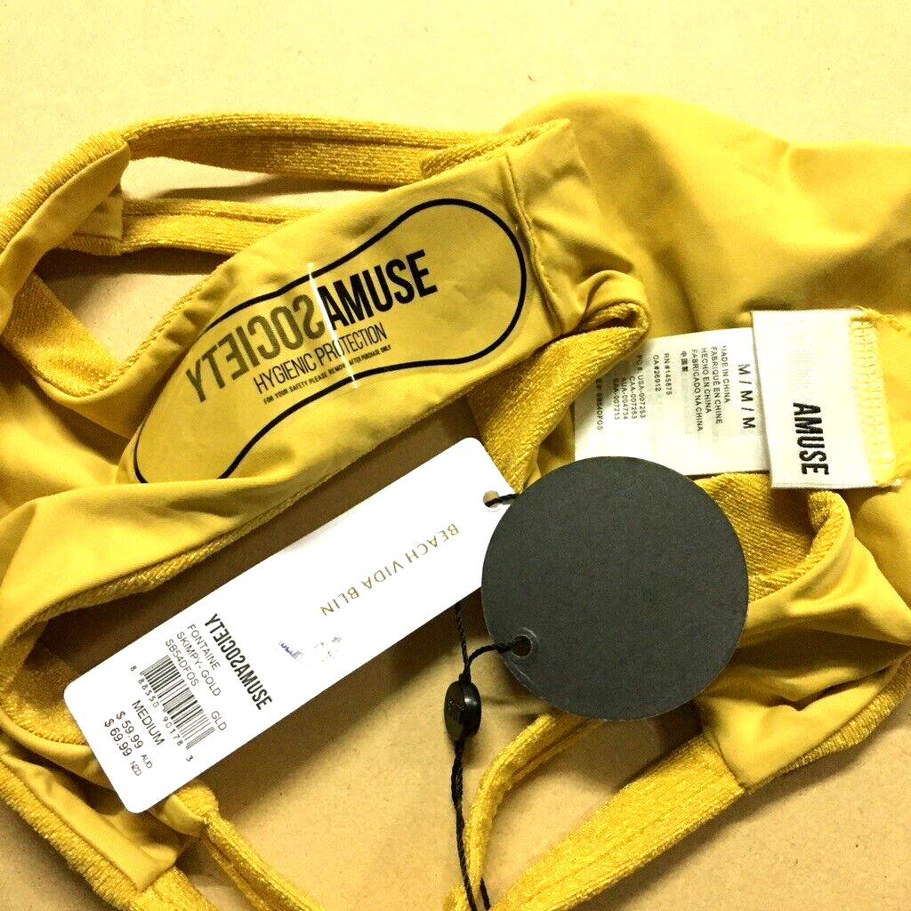 BNWT Amuse Society Womens Fontaine Bikini Bottom Skimpy Gold Size M ...