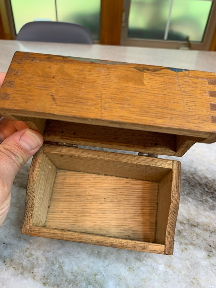 Antique Jointed Oak Storage Keepsake Curiosity Trinket Box WEIR Tool ...