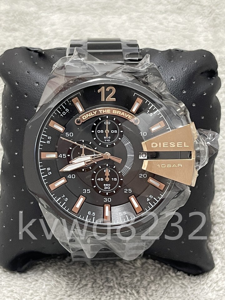 New Diesel DZ4309 Mega Chief Black Dial Stainless Steel Chronograph Men ...