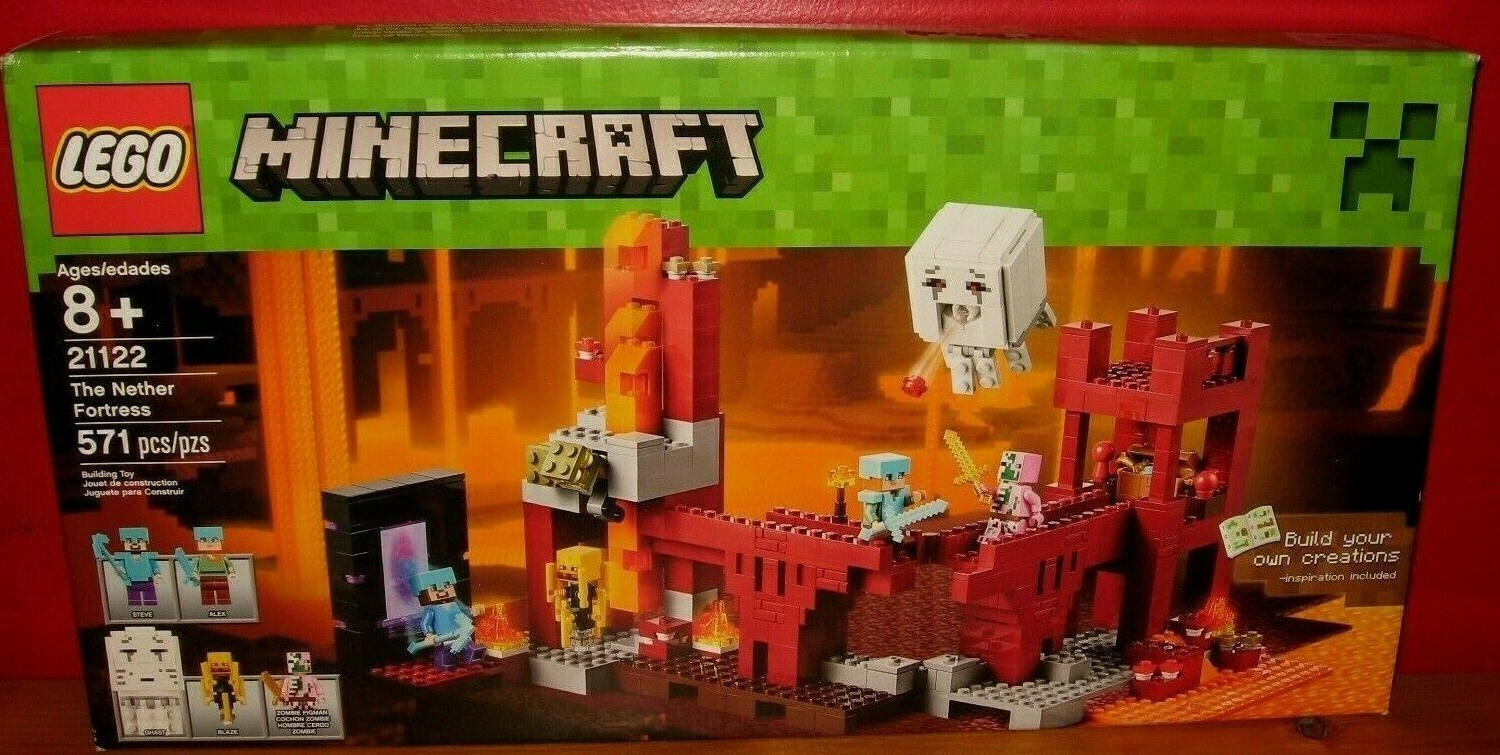 2015 Minecraft THE NETHER FORTRESS 21122 Zombie Pigman GHAST FIGURE New ...
