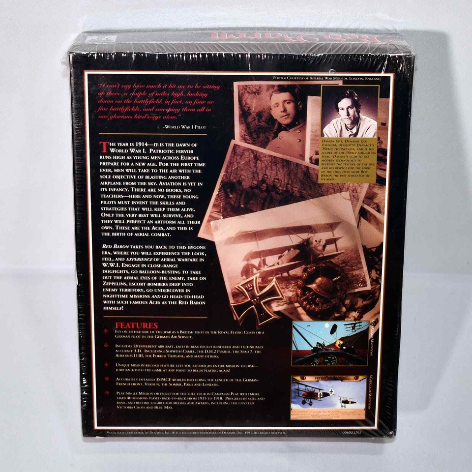 SEALED Big Box Red Baron PC Game Sierra Combat WWI Flight Mission ...