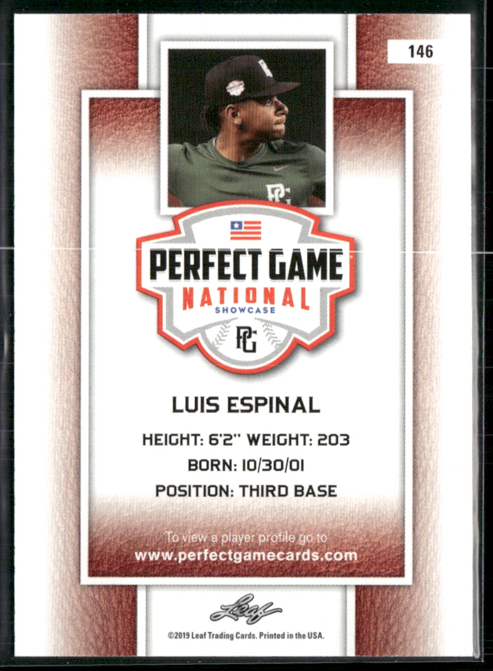 Luis Espinal 2019 Leaf Perfect Game #146 | eBay