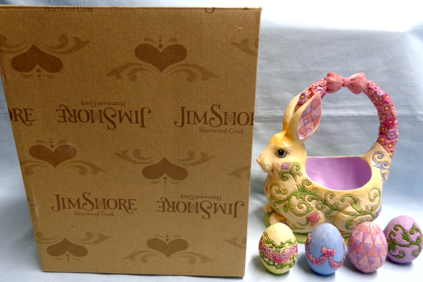 Jim Shore HONEY OF A BUNNY Easter Basket w/4 Eggs 13th Annual 4058987 ...