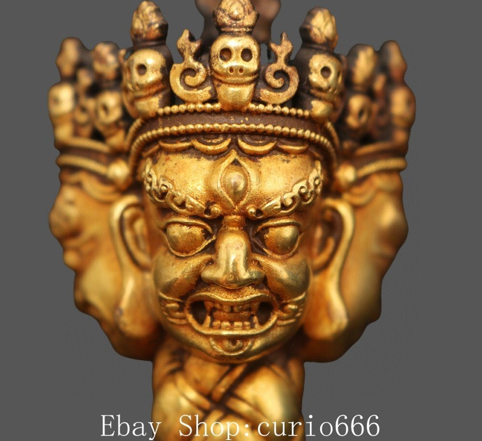 Old Tibet Purple Bronze Gold Buddha Beast Head Phurba Dagger Holder ...