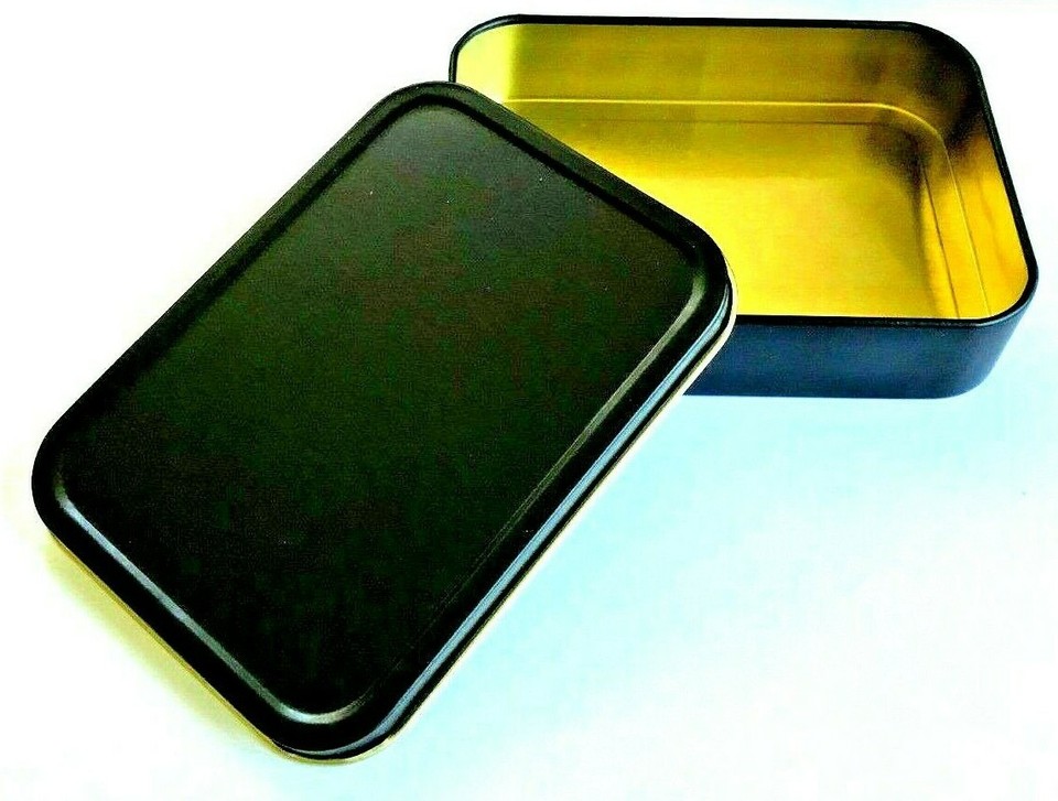 2oz LARGE UNHINGED Cigarette Tobacco STASH Metal Baccy Bait BLACK MATT ...