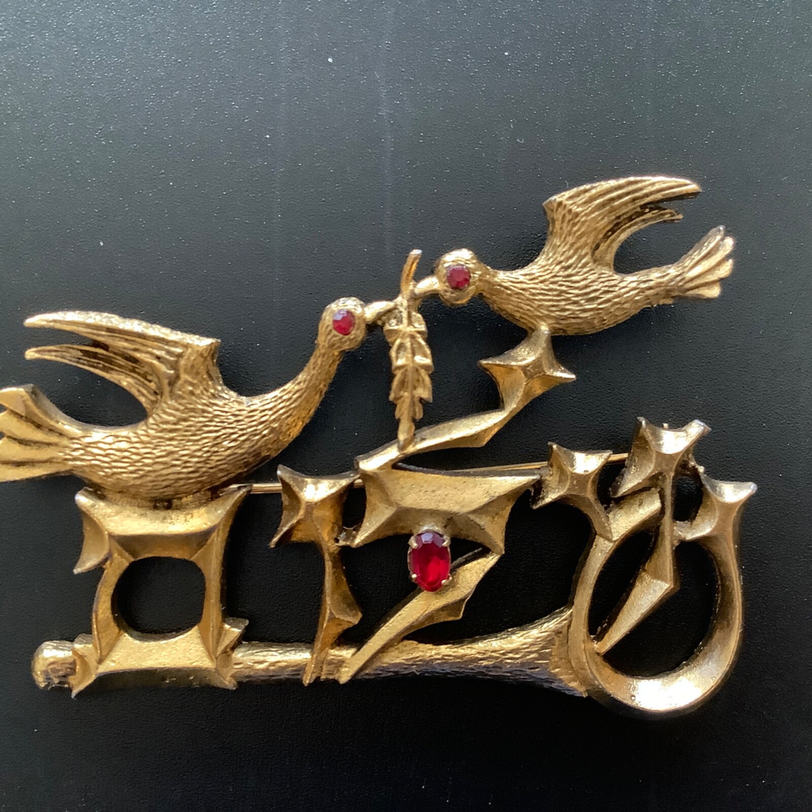 Vintage Gold tone Chaim Gross Doves w/Rubies Pin, Brooch, Pendant ...