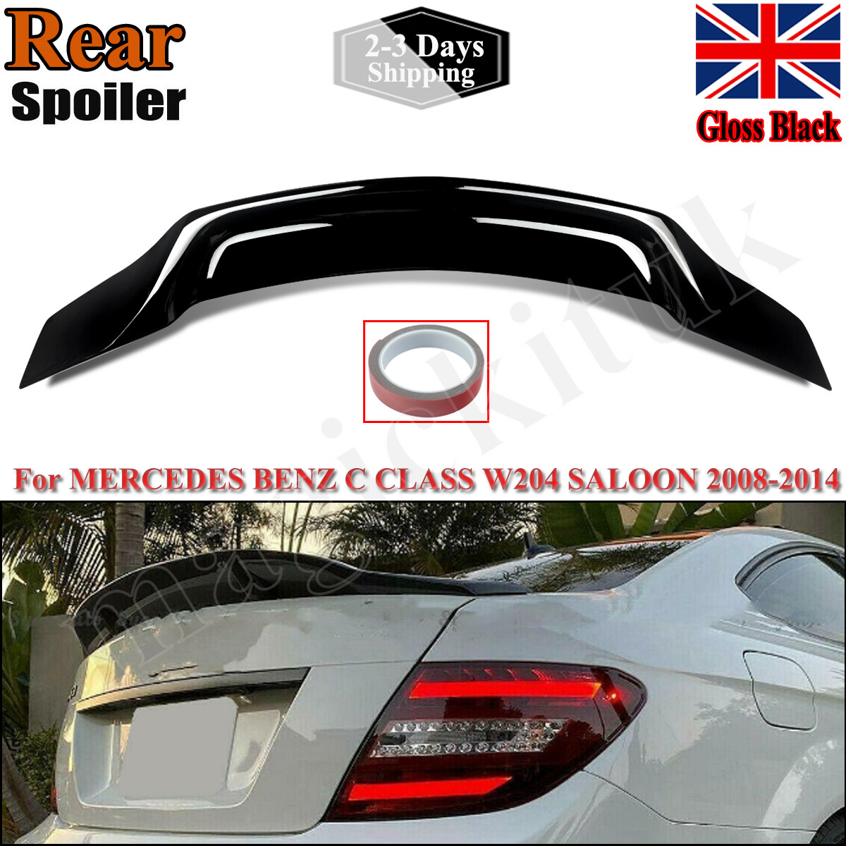 FOR MERCEDES C CLASS W204 BOOT SPOILER RENNTECH STYLE REAR TRUNK LIP ...