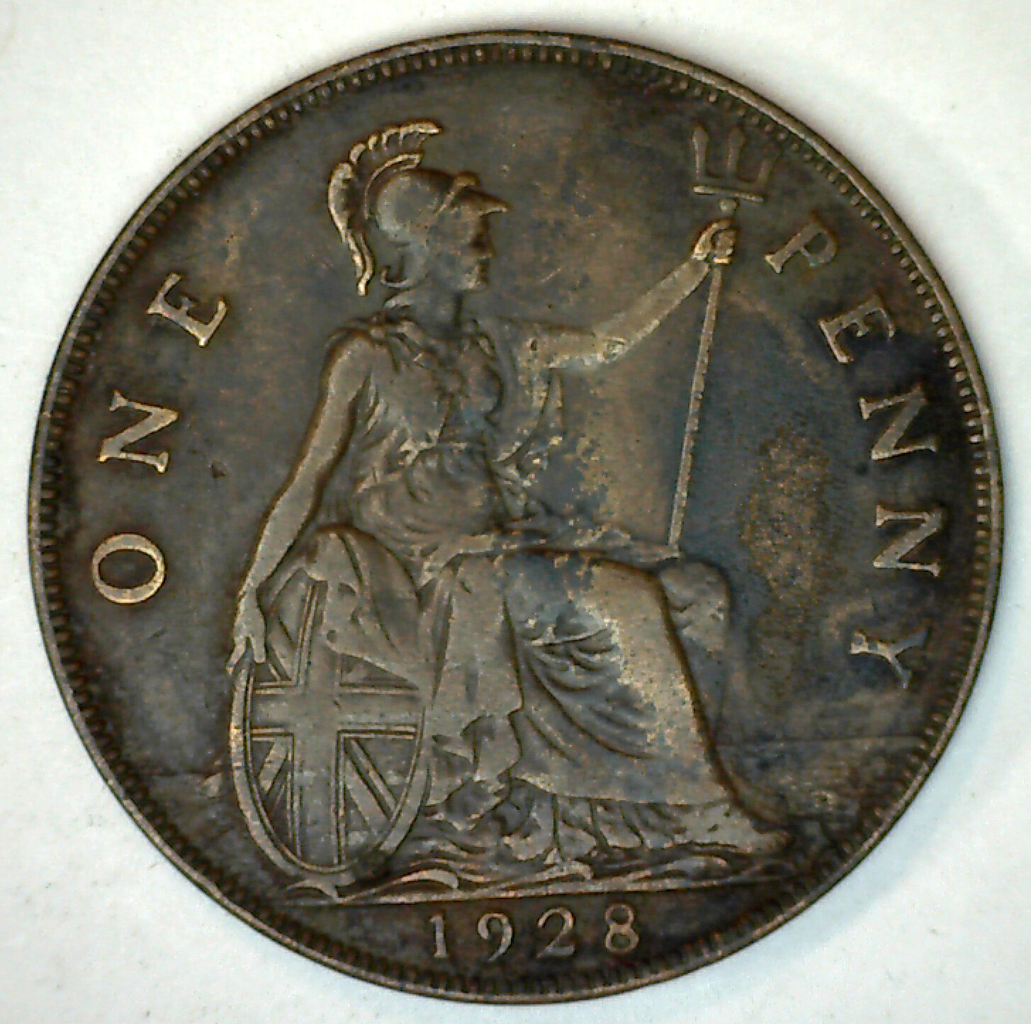 1928 Great Britain Bronze Penny 1c UK Coin Circulated George V Ruler | eBay