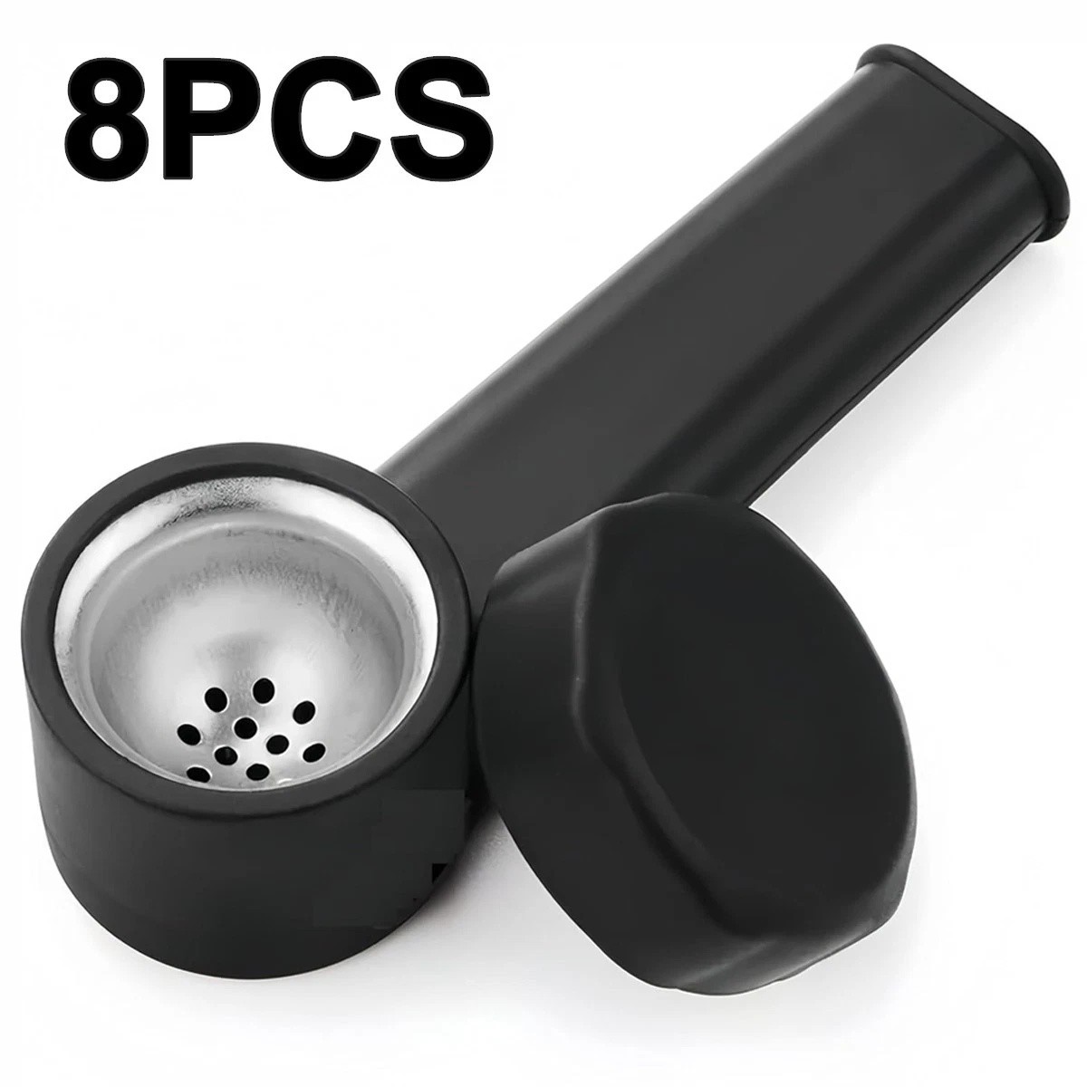 8 Packs 3.5" Silicone Tobacco Smoking Pipe With Metal Lid Black Hand ...