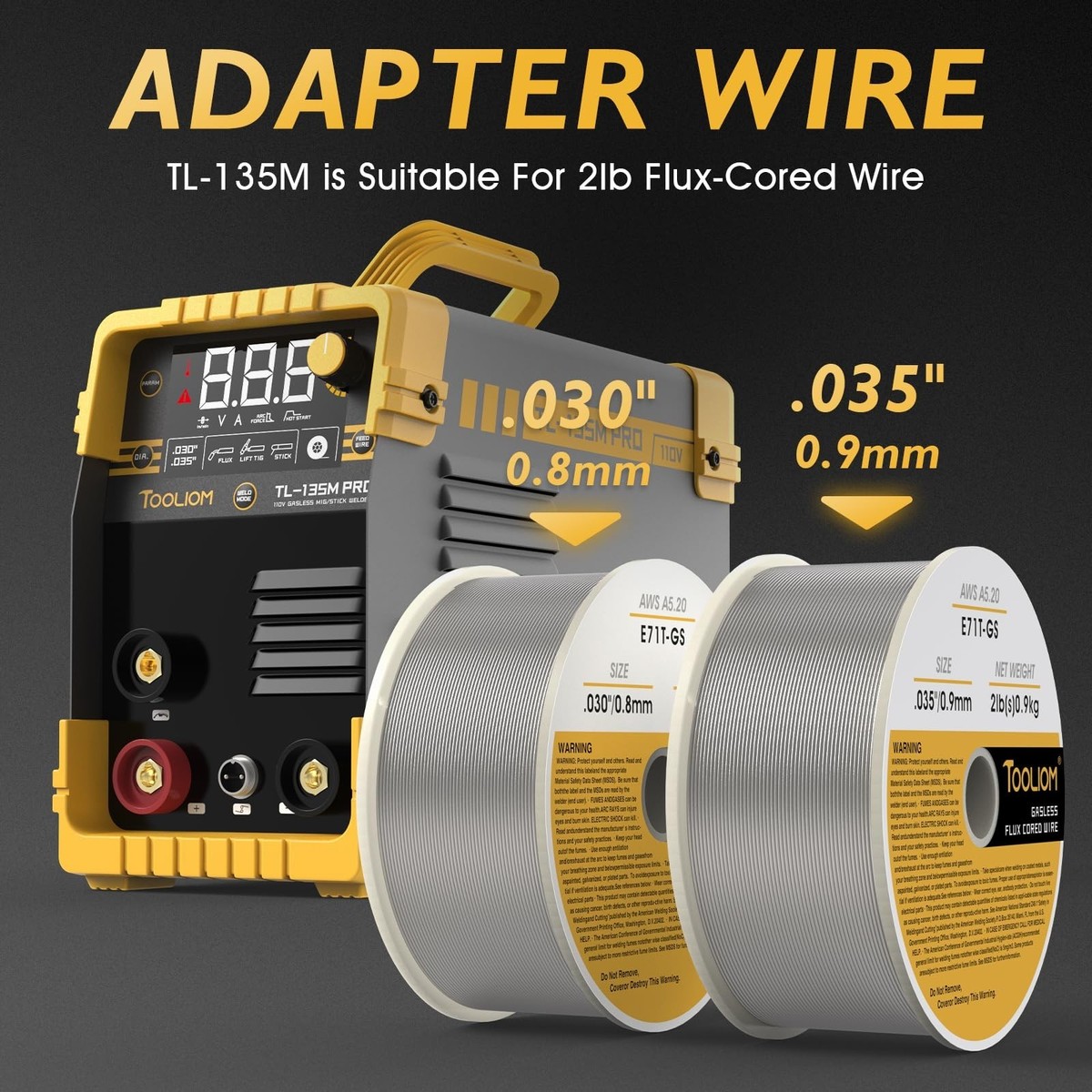 TOOLIOM 135A Welder With LCD TOOLIOM - 3-in-1 Flux Core, Stick, Lift ...