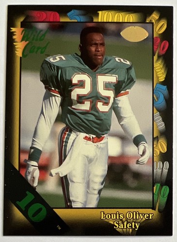 Louis Oliver 1991 Wild Card 10-Stripe Parallel #98 Miami Dolphins ...