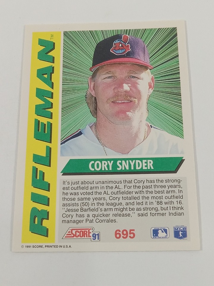 1991 Score Baseball #695 Cory Snyder Cleveland Indians Rifleman | eBay