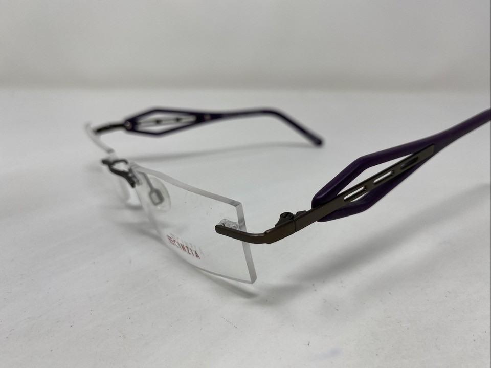 Cinzia CIN-222 02 52-17-135 Gray/Violet Rimless Metal Eyeglasses Frame ...