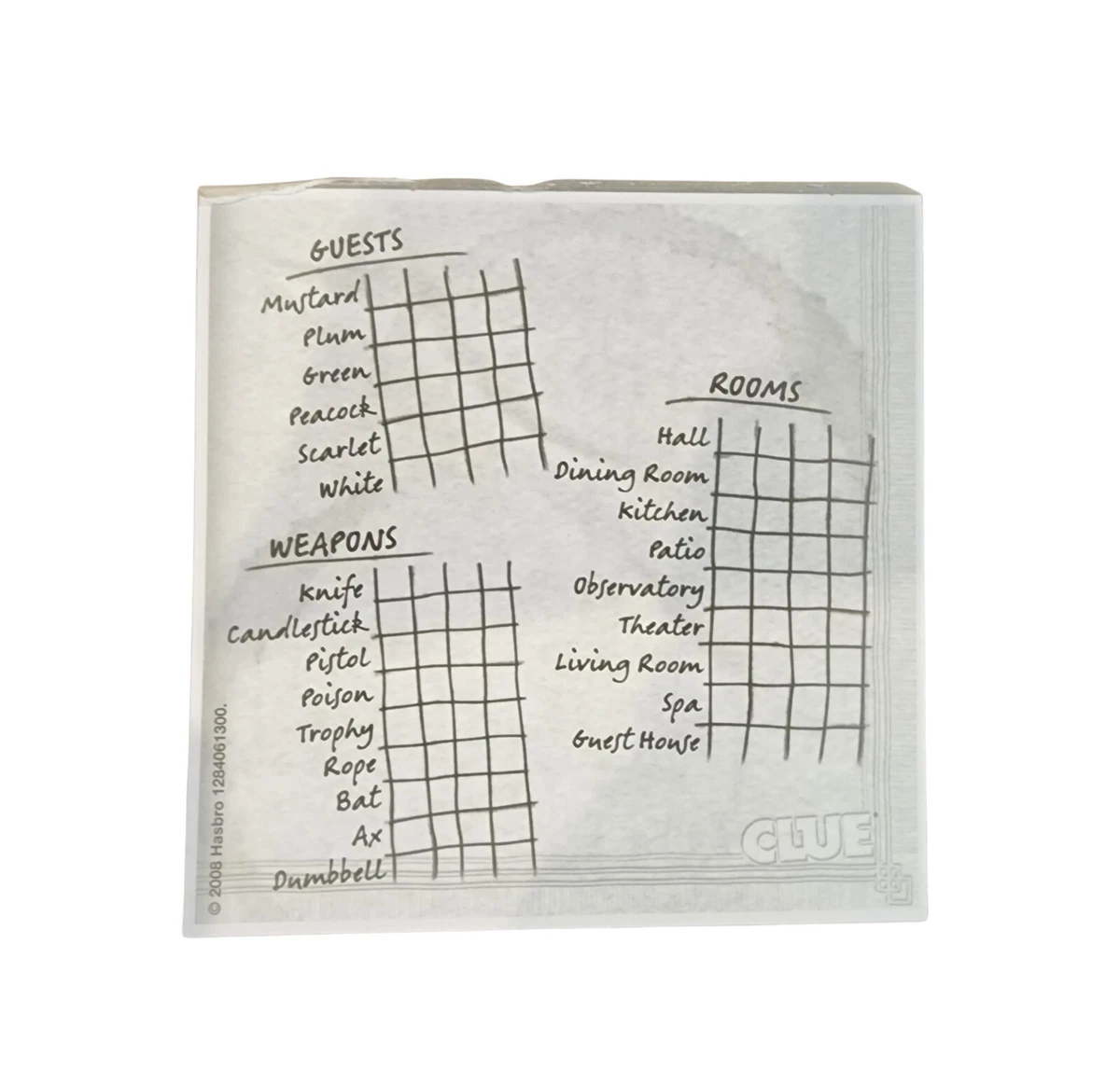 Clue Detective Notepad