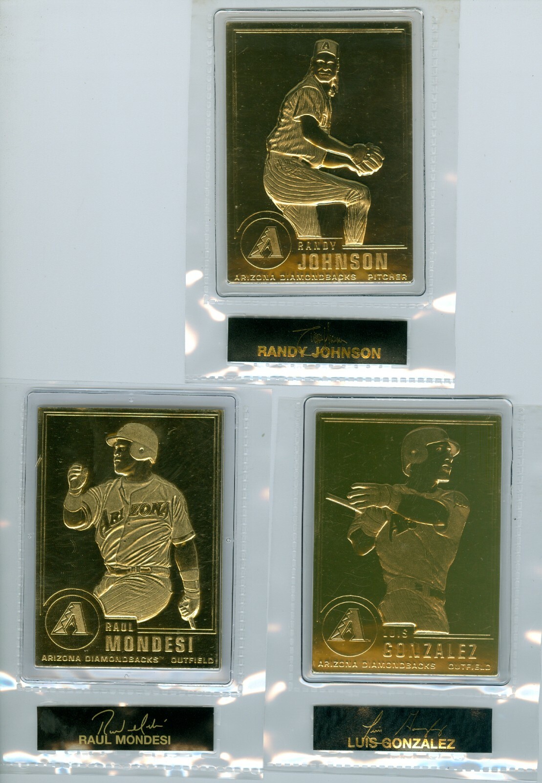 Lot of 3 Arizona Diamondbacks Danbury Mint 22kt Gold Baseball Cards | eBay