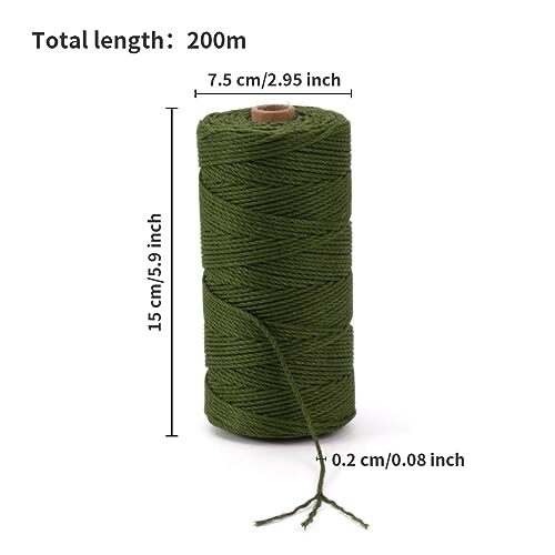 2mm Macrame Cord Colored Macrame Rope 220 Yards About 200m 100% Natural ...